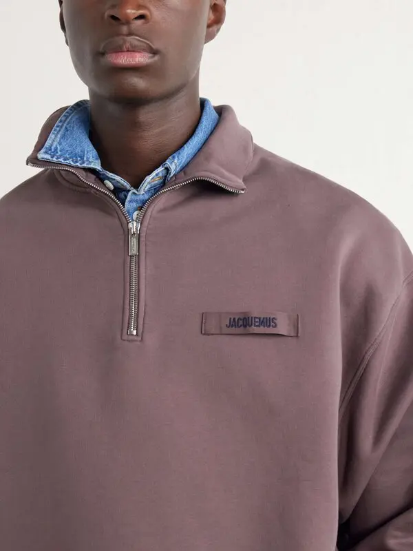Jacquemus Logo-appliquéd Cotton-jersey Half-zip Sweatshirt