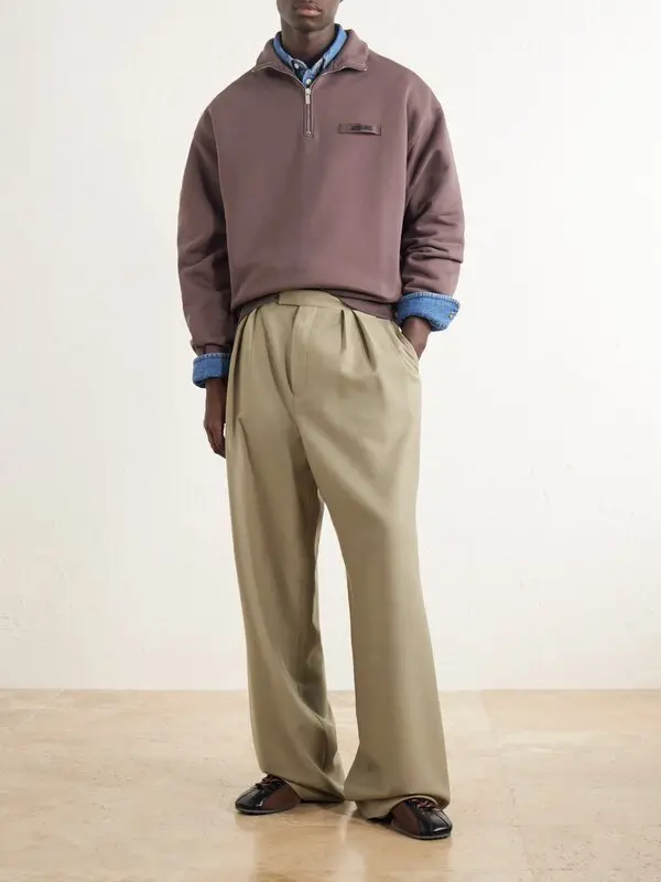 Jacquemus Logo-appliquéd Cotton-jersey Half-zip Sweatshirt - Purple