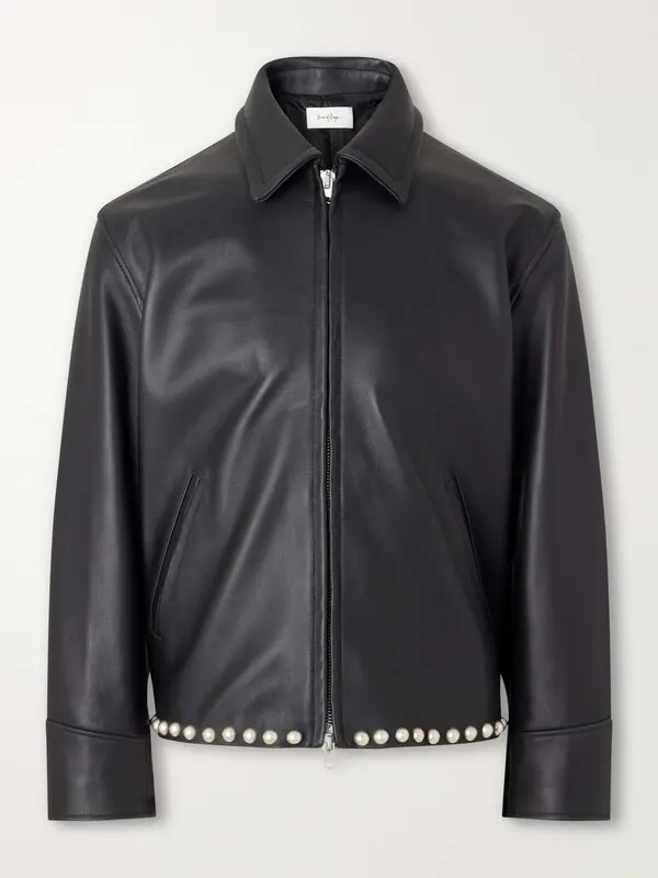 SECOND / LAYER Rider Embellished Leather Jacket