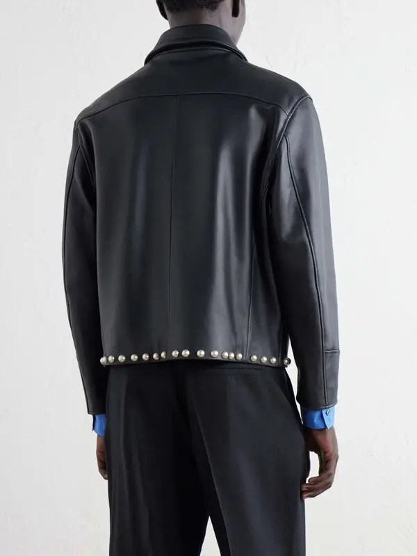 SECOND / LAYER Rider Embellished Leather Jacket