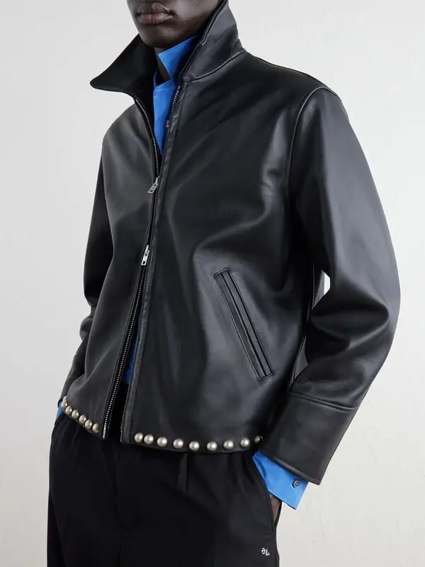 SECOND / LAYER Rider Embellished Leather Jacket