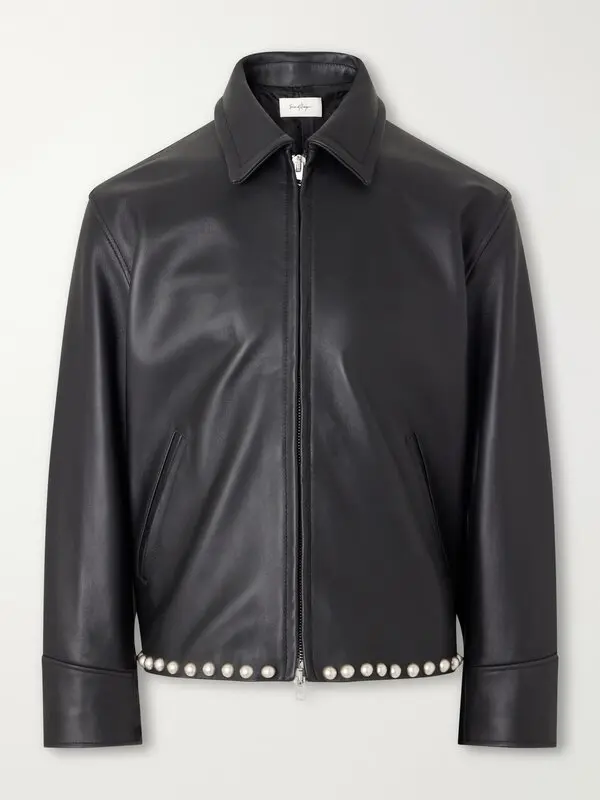 SECOND / LAYER Rider Embellished Leather Jacket