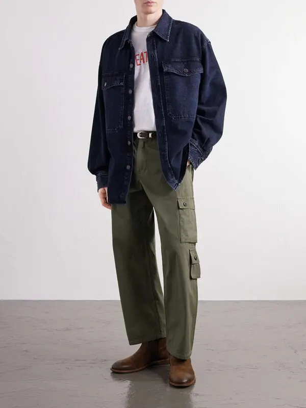 HUMAN MADE Straight-leg Logo-appliquéd Cotton Cargo Trousers