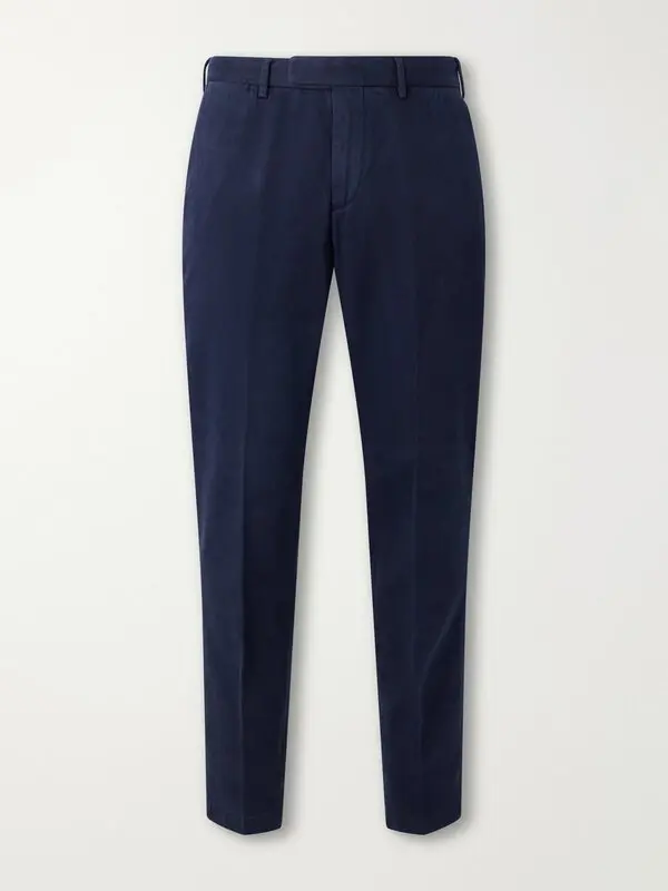 Thom Sweeney Straight-leg Cotton-twill Trousers - Blue