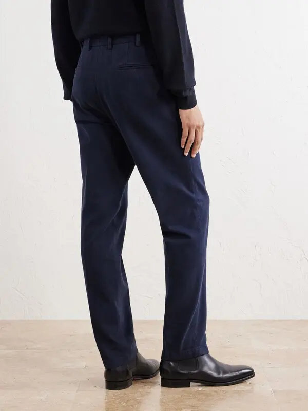 Thom Sweeney Straight-leg Cotton-twill Trousers - Blue