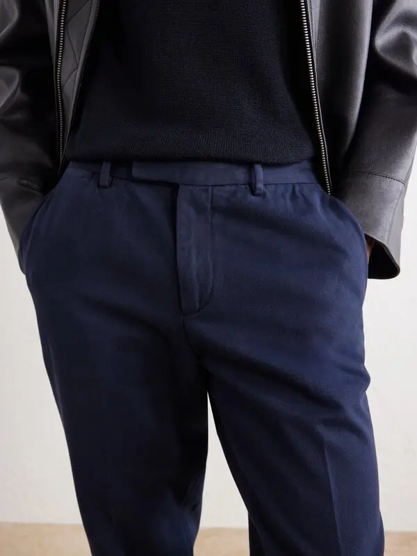 Thom Sweeney Straight-leg Cotton-twill Trousers - Blue