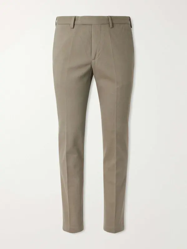 Thom Sweeney Straight-leg Cotton-twill Trousers - Beige