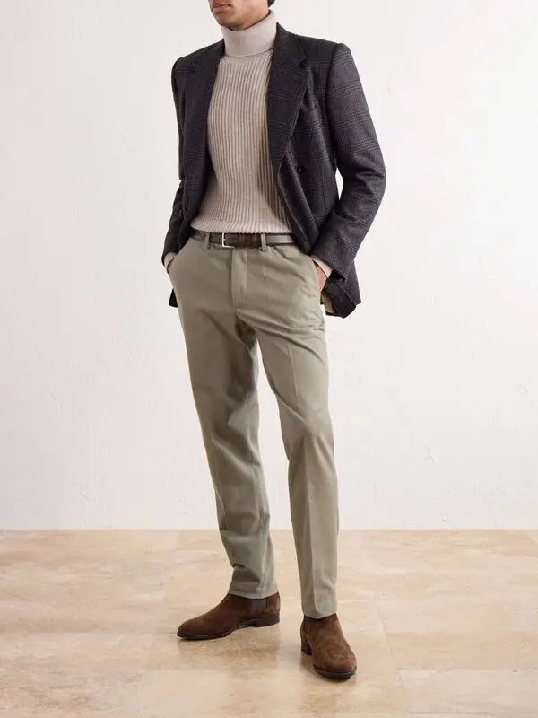 Thom Sweeney Straight-leg Cotton-twill Trousers - Beige