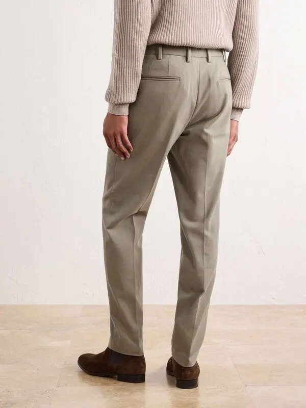 Thom Sweeney Straight-leg Cotton-twill Trousers - Beige