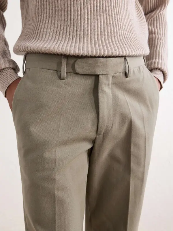 Thom Sweeney Straight-leg Cotton-twill Trousers - Beige