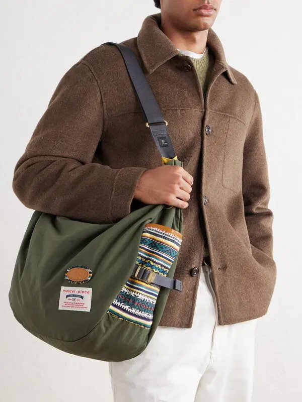 MASTER-PIECE CO Chup Leather-trimmed Cotton Shoulder Bag