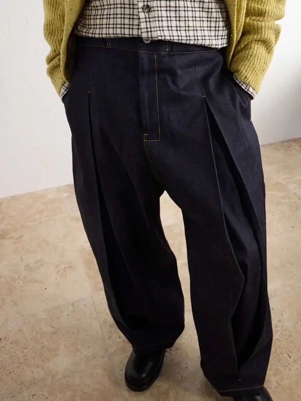 SAGE NATION Wide-leg Pleated Jeans