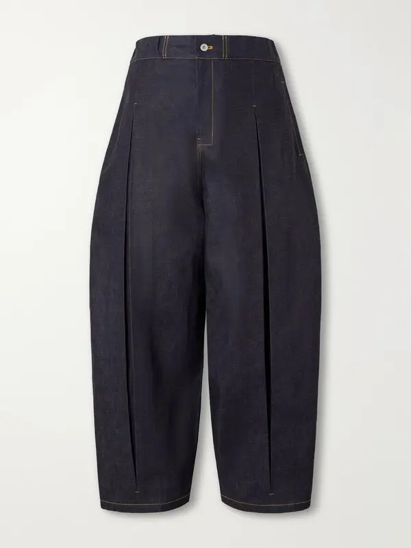 SAGE NATION Barrel-leg Pleated Jeans