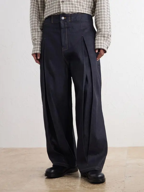 SAGE NATION Barrel-leg Pleated Jeans