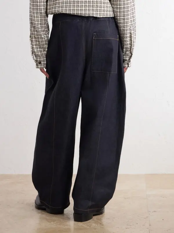 SAGE NATION Barrel-leg Pleated Jeans