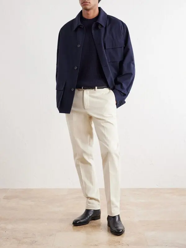 Thom Sweeney Straight-leg Cotton-twill Trousers