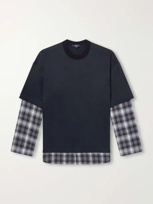Comme Des Garçons Checked Layered Cotton T-shirt