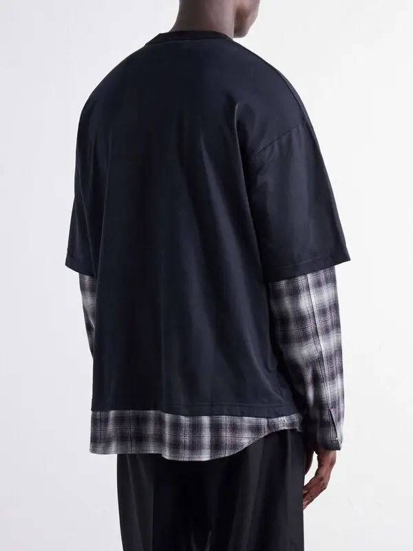 Comme Des Garçons Checked Layered Cotton T-shirt