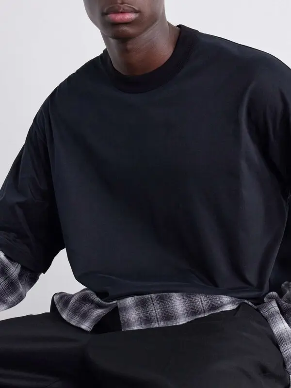 Comme Des Garçons Checked Layered Cotton T-shirt