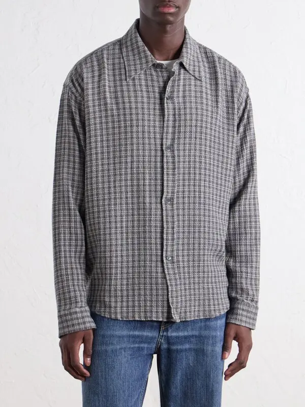 MFPEN Vacation Checked Cotton And Wool-blend Seersucker Shirt