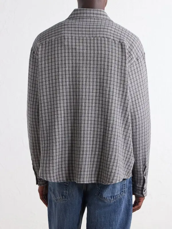 MFPEN Vacation Checked Cotton And Wool-blend Seersucker Shirt