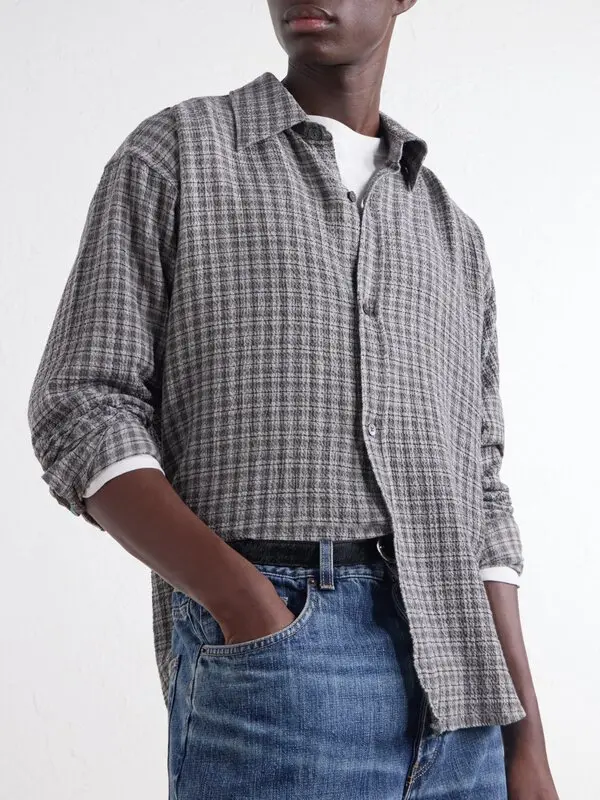 MFPEN Vacation Checked Cotton And Wool-blend Seersucker Shirt