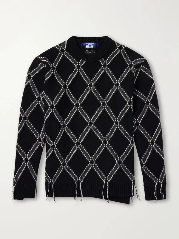 Junya Watanabe Intarsia Wool-blend Sweater - Black