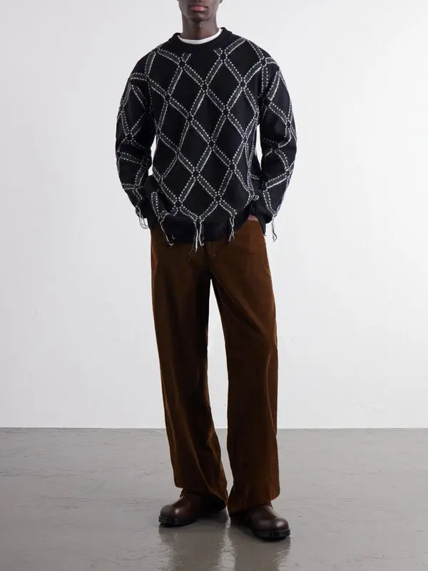 Junya Watanabe Intarsia Wool-blend Sweater - Black