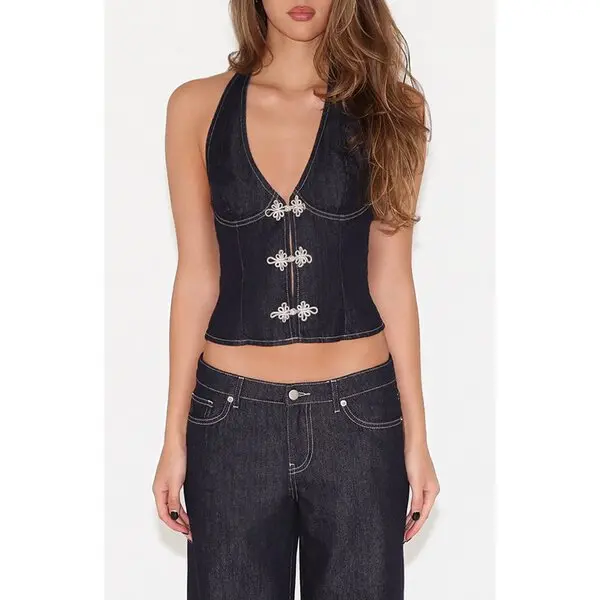 TIGER MIST Tilda Frog Closure Halter Top