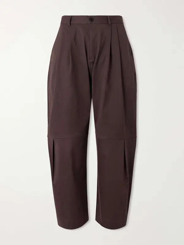SAGE NATION Zushi Wide-leg Pleated Cotton-blend Trousers