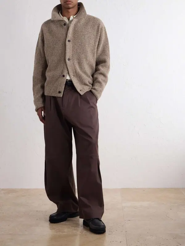 SAGE NATION Zushi Wide-leg Pleated Cotton-blend Trousers