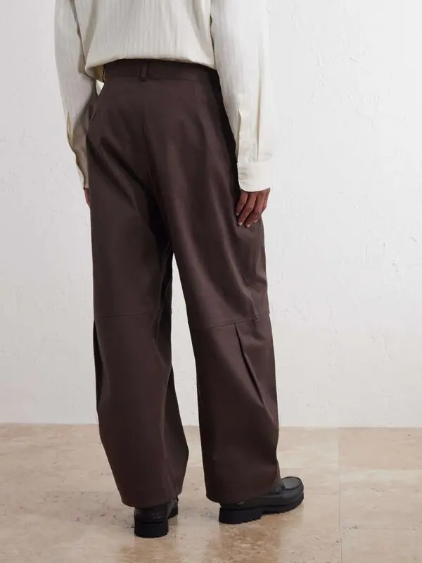 SAGE NATION Zushi Wide-leg Pleated Cotton-blend Trousers
