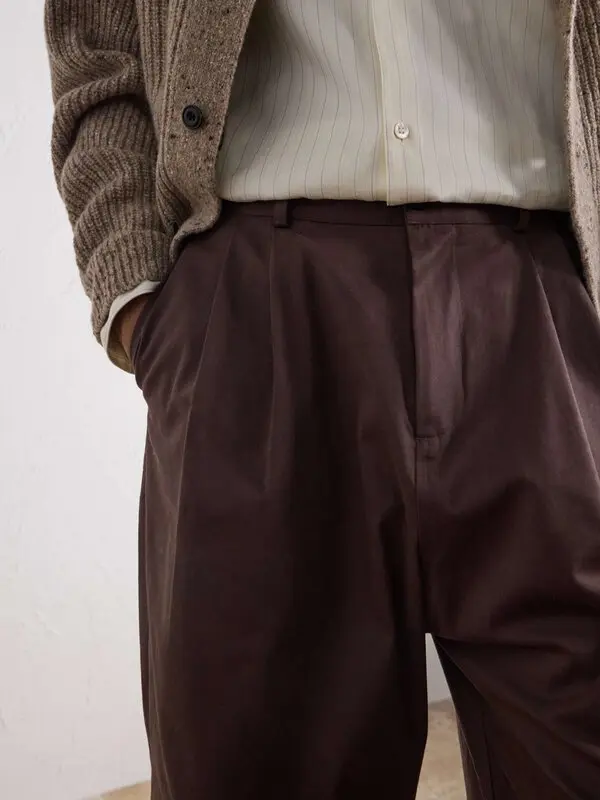 SAGE NATION Zushi Wide-leg Pleated Cotton-blend Trousers
