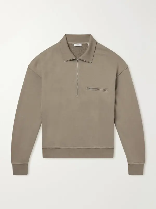 AGOLDE Pavillion Cotton-jersey Half-zip Sweatshirt - Brown