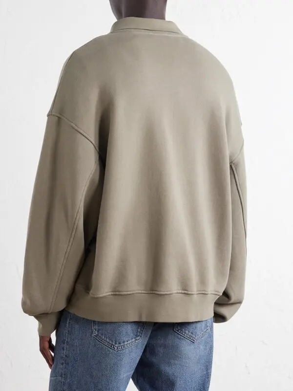 AGOLDE Pavillion Cotton-jersey Half-zip Sweatshirt - Neutrals