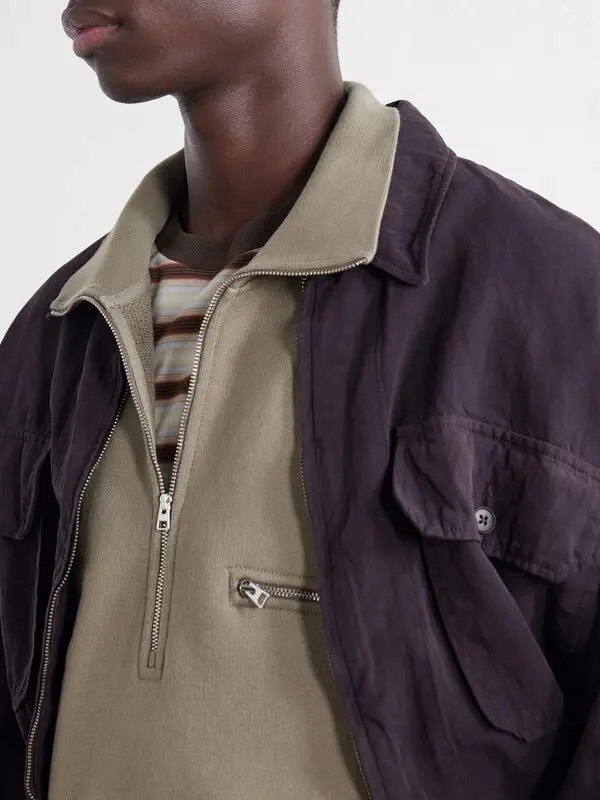 AGOLDE Pavillion Cotton-jersey Half-zip Sweatshirt - Neutrals