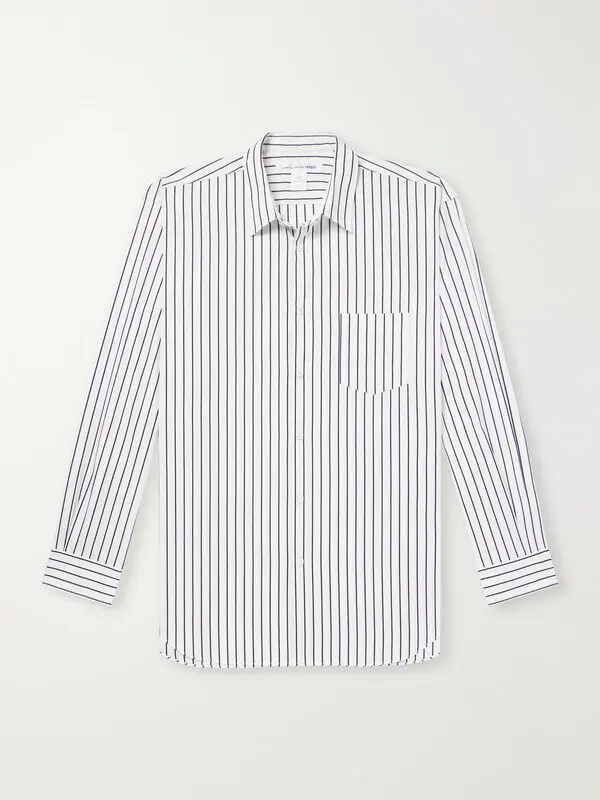 Comme Des Garçons Striped Cotton-poplin Shirt - White