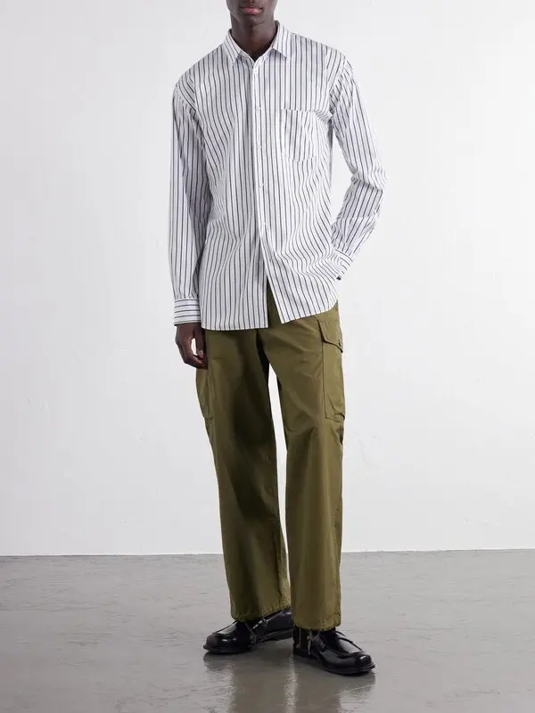 Comme Des Garçons Striped Cotton-poplin Shirt - White