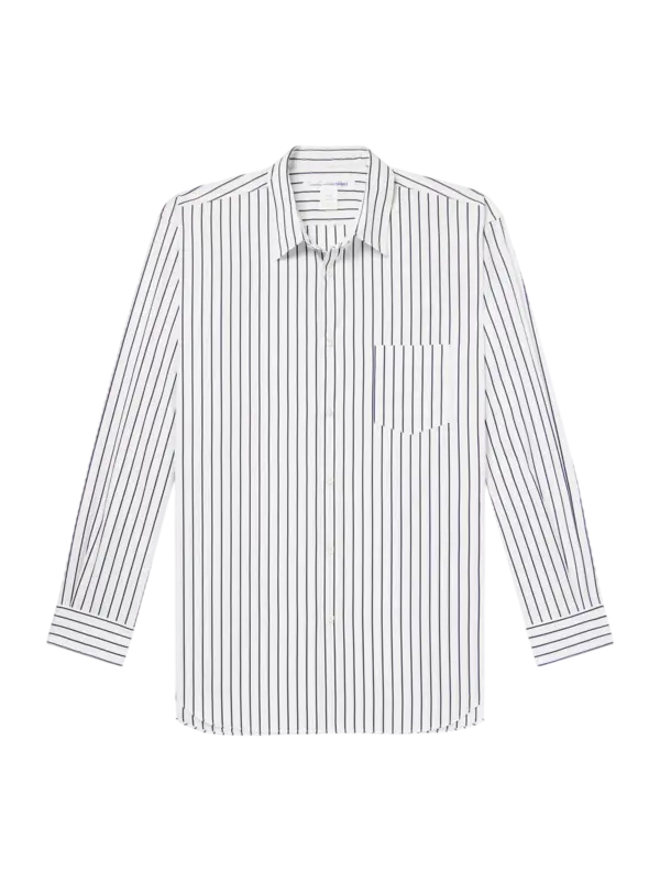 Comme Des Garçons Striped Cotton-poplin Shirt - White
