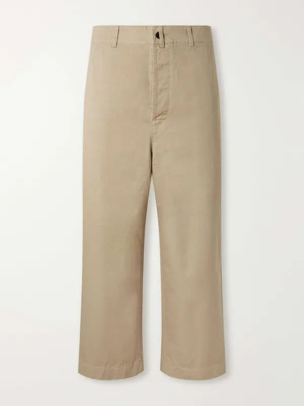 Junya Watanabe Straight-leg Garment-dyed Cotton-gabardine Trousers