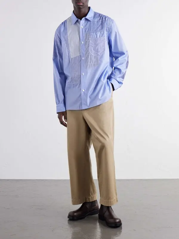 Junya Watanabe Straight-leg Garment-dyed Cotton-gabardine Trousers