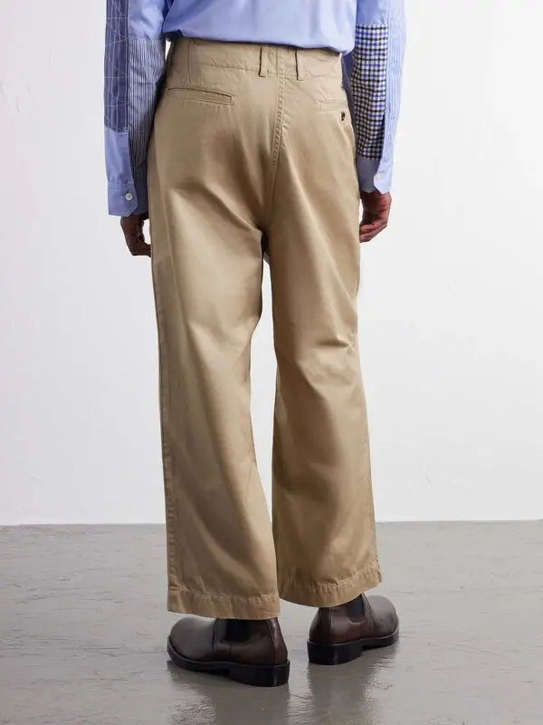 Junya Watanabe Straight-leg Garment-dyed Cotton-gabardine Trousers