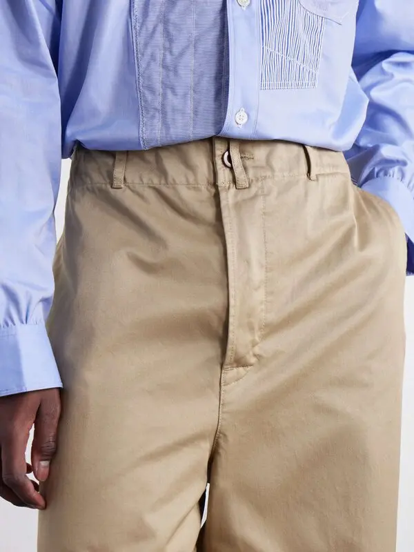 Junya Watanabe Straight-leg Garment-dyed Cotton-gabardine Trousers