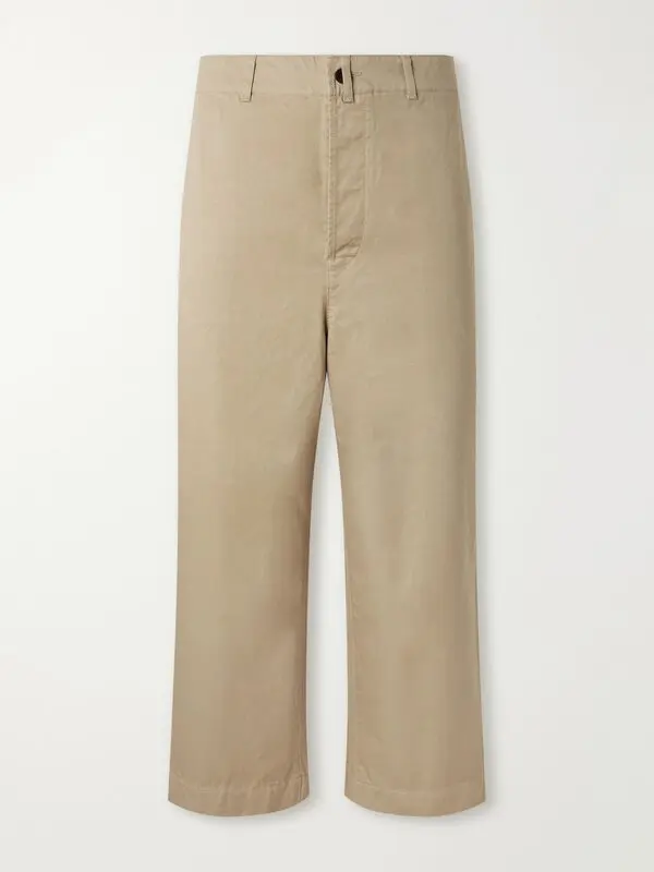 Junya Watanabe Straight-leg Garment-dyed Cotton-gabardine Trousers