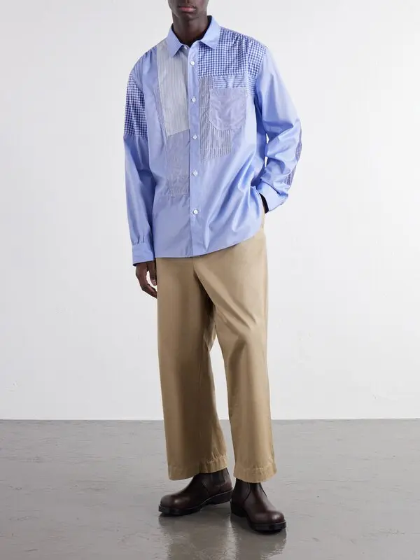 Junya Watanabe Straight-leg Garment-dyed Cotton-gabardine Trousers