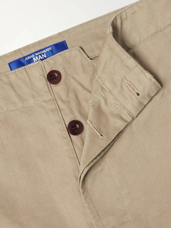 Junya Watanabe Straight-leg Garment-dyed Cotton-gabardine Trousers