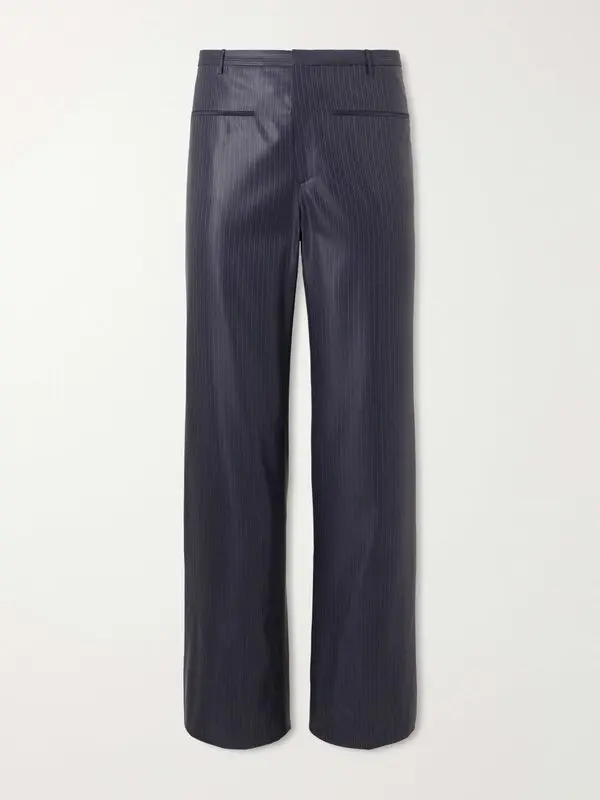 Gucci Straight-leg Coated Stretch-wool Trousers - Navy