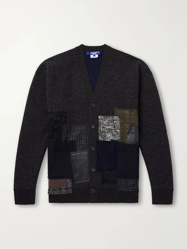 Junya Watanabe Patchwork Wool-blend Cardigan - Blue