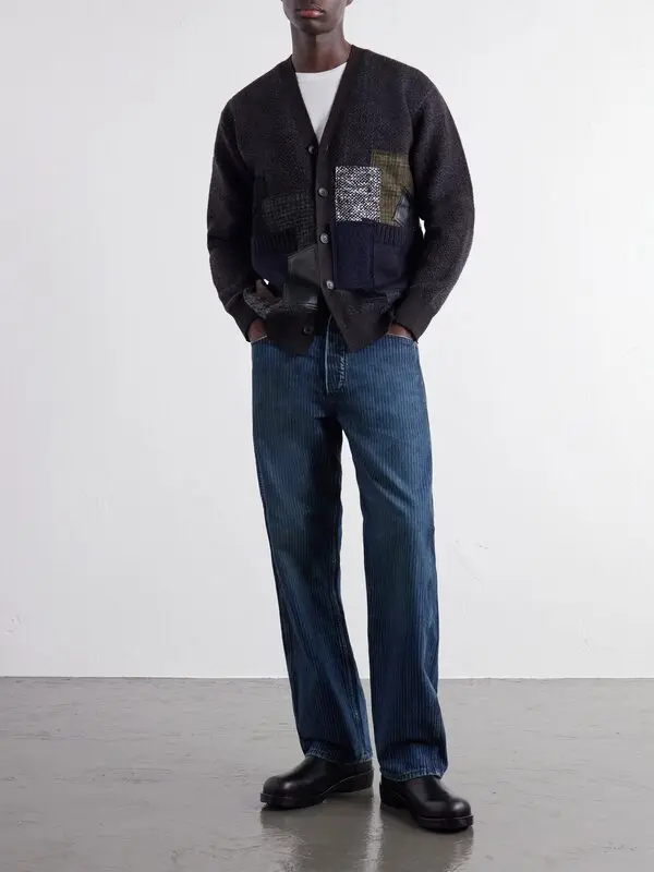 Junya Watanabe Patchwork Wool-blend Cardigan - Blue