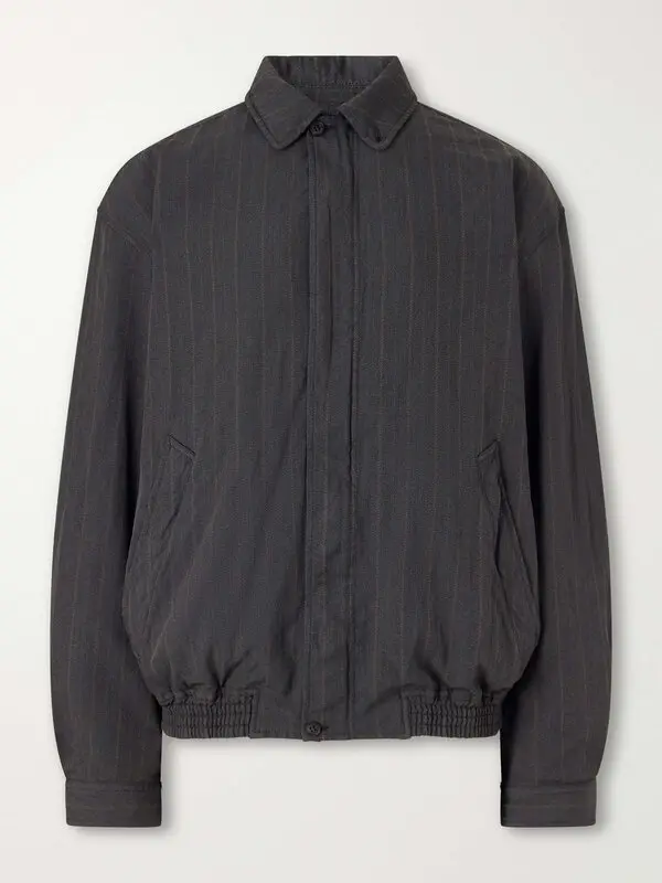 Comme Des Garçons Striped Herringbone Woven Jacket - Gray